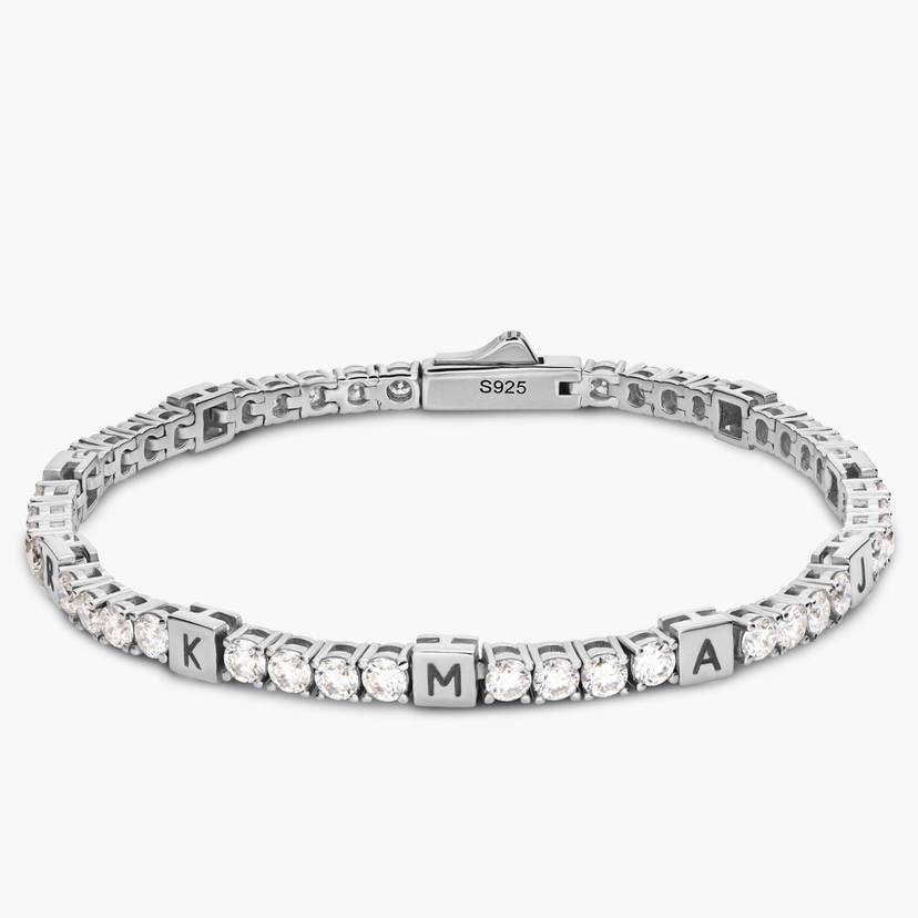 Advantage Engraved Tennis Bracelet - Silver - Oak & Luna