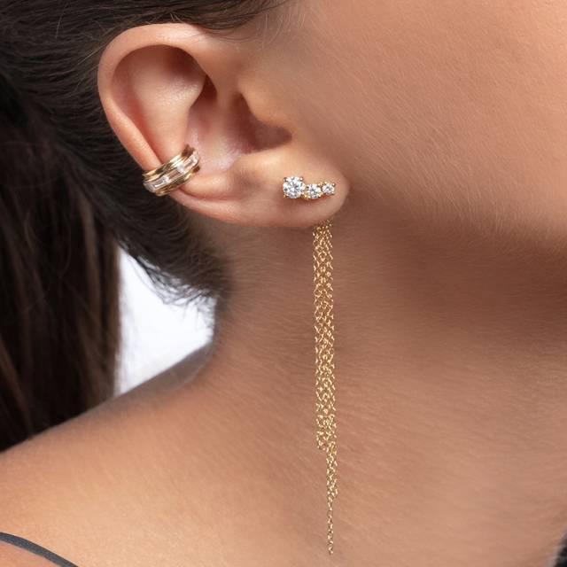 Baguette Cubic Zirconia Ear Cuff - Gold Vermeil - Oak & Luna