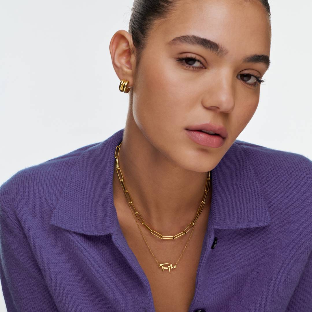 Belle Custom Name Necklace - Gold Plating - Oak & Luna