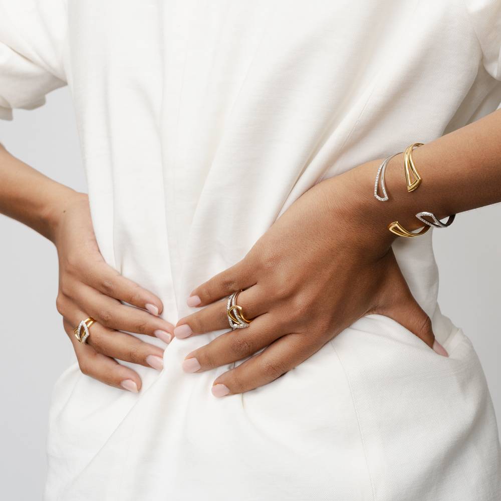 Bold Bonds Interlock Open Cuff - Mixed Metal - Oak & Luna