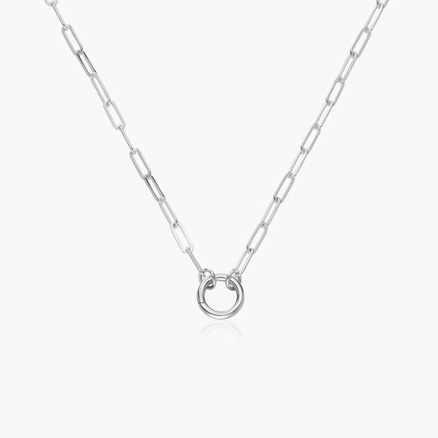 Bold Link Chain Charm Necklace- Silver - Oak & Luna