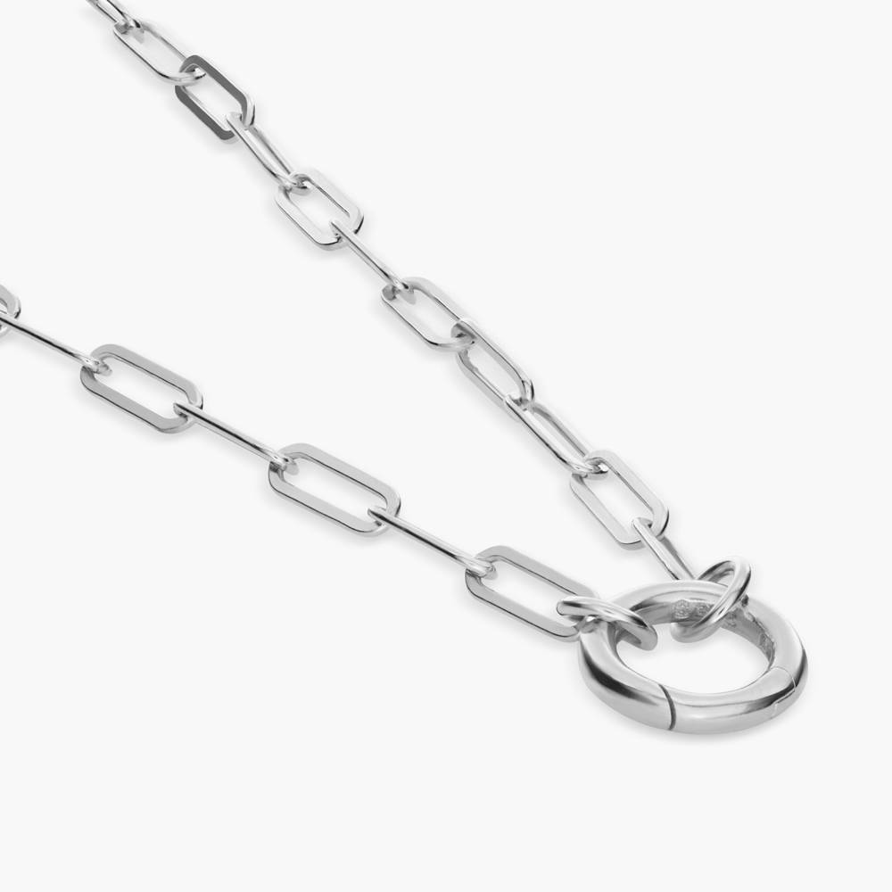 Bold Link Chain Charm Necklace- Silver - Oak & Luna