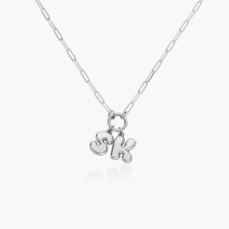 Bubble Up Initial Necklace - Silver - Oak & Luna