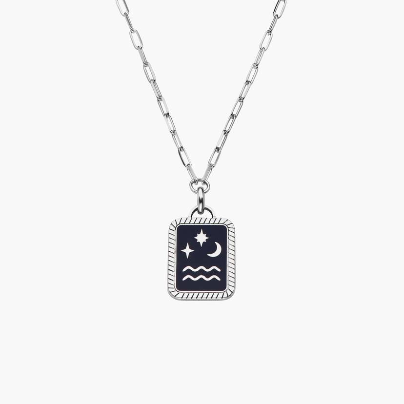 Celestial Zodiac Medallion Necklace- Silver - Oak & Luna