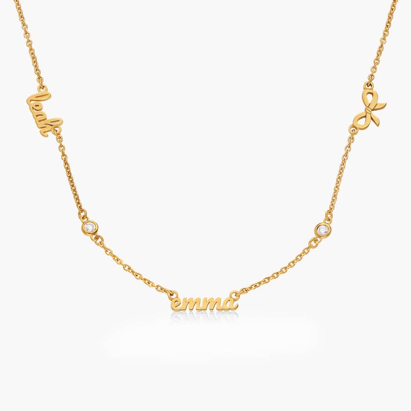 Charm Me Name Necklace with Diamond - Gold Vermeil - Oak & Luna