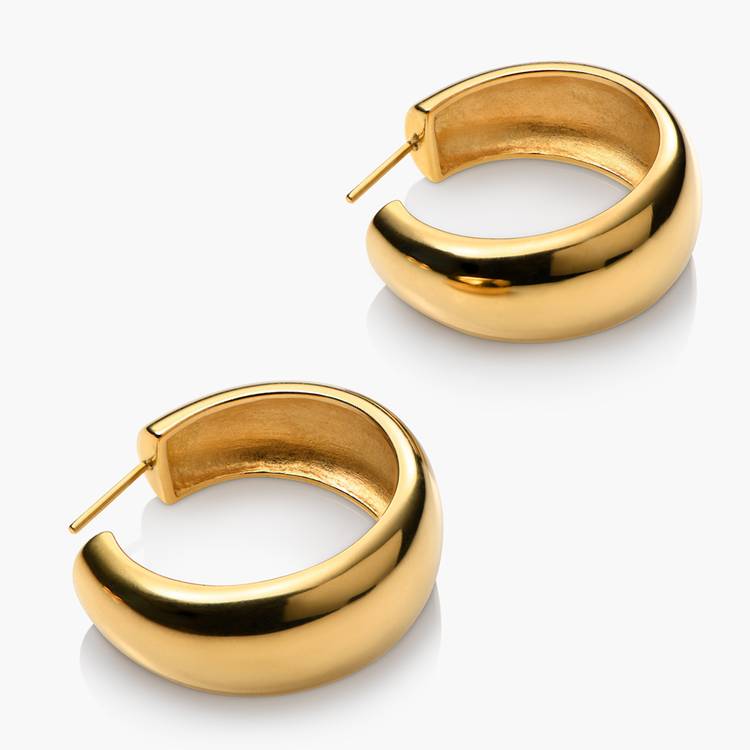 Chunky Dome Hoops - Gold Vermeil - Oak & Luna