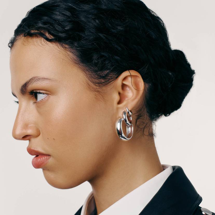 Chunky Dome Hoops - Silver - Oak & Luna