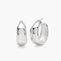 Chunky Dome Hoops - Silver - Oak & Luna