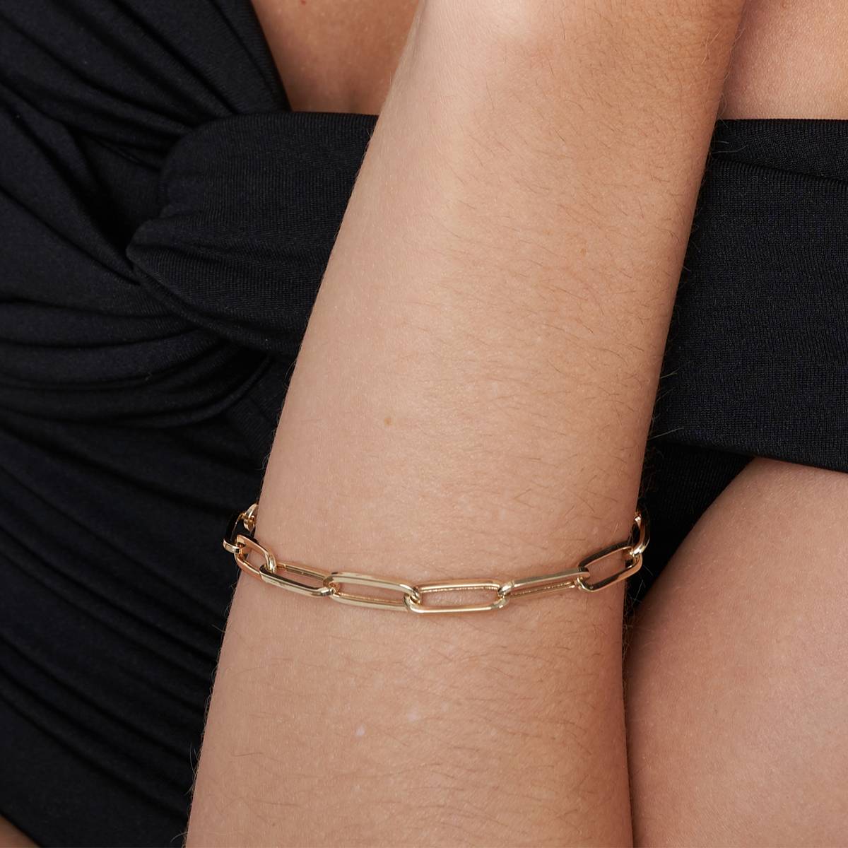 Big Paperclip Bracelet - 14k Solid Gold - Oak & Luna