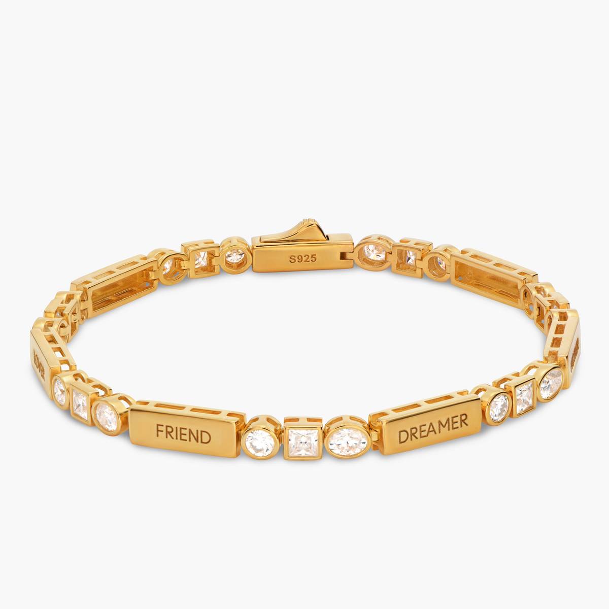 Courtship Engraved Tennis Bracelet- Gold Vermeil - Oak & Luna