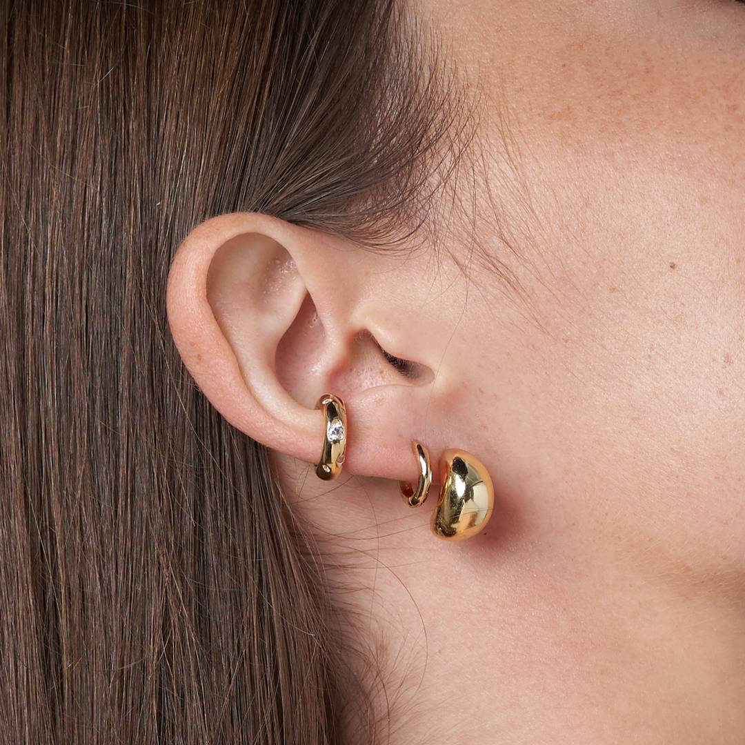 Dome Ear Cuff with Cubic Zirconia - Gold Vermeil - Oak & Luna