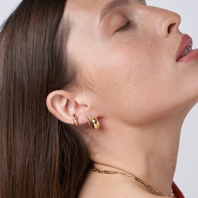 Dome Ear Cuff with Cubic Zirconia - Gold Vermeil - Oak & Luna