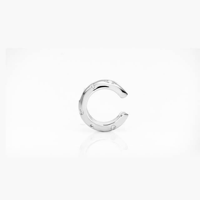 Dome Ear Cuff with Cubic Zirconia - Silver - Oak & Luna