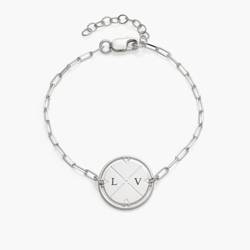 Engraved Compass Bracelet - Silver Plated - Oak & Luna