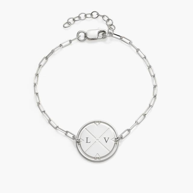 Engraved Compass Bracelet - Silver - Oak & Luna