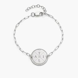 Engraved Compass Bracelet with Diamond - Silver - Oak & Luna