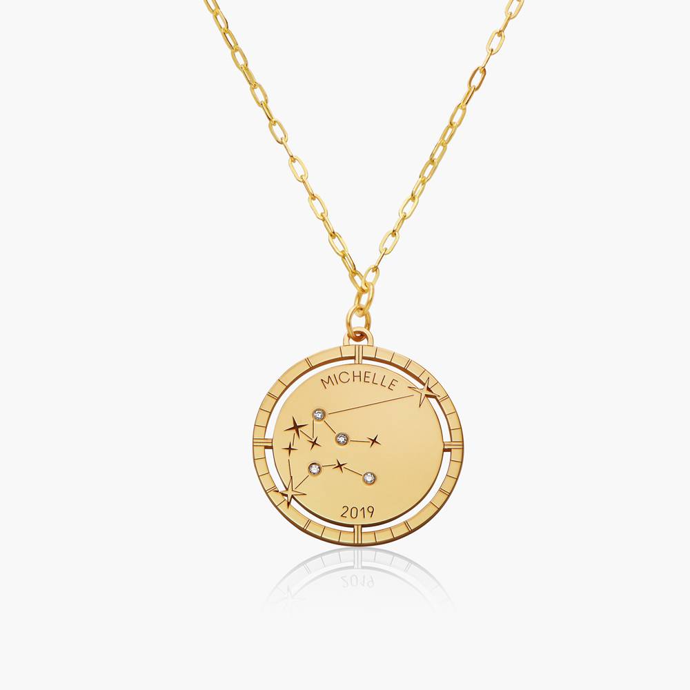 Engraved Constellation Necklace - 14k Solid Gold - Oak & Luna