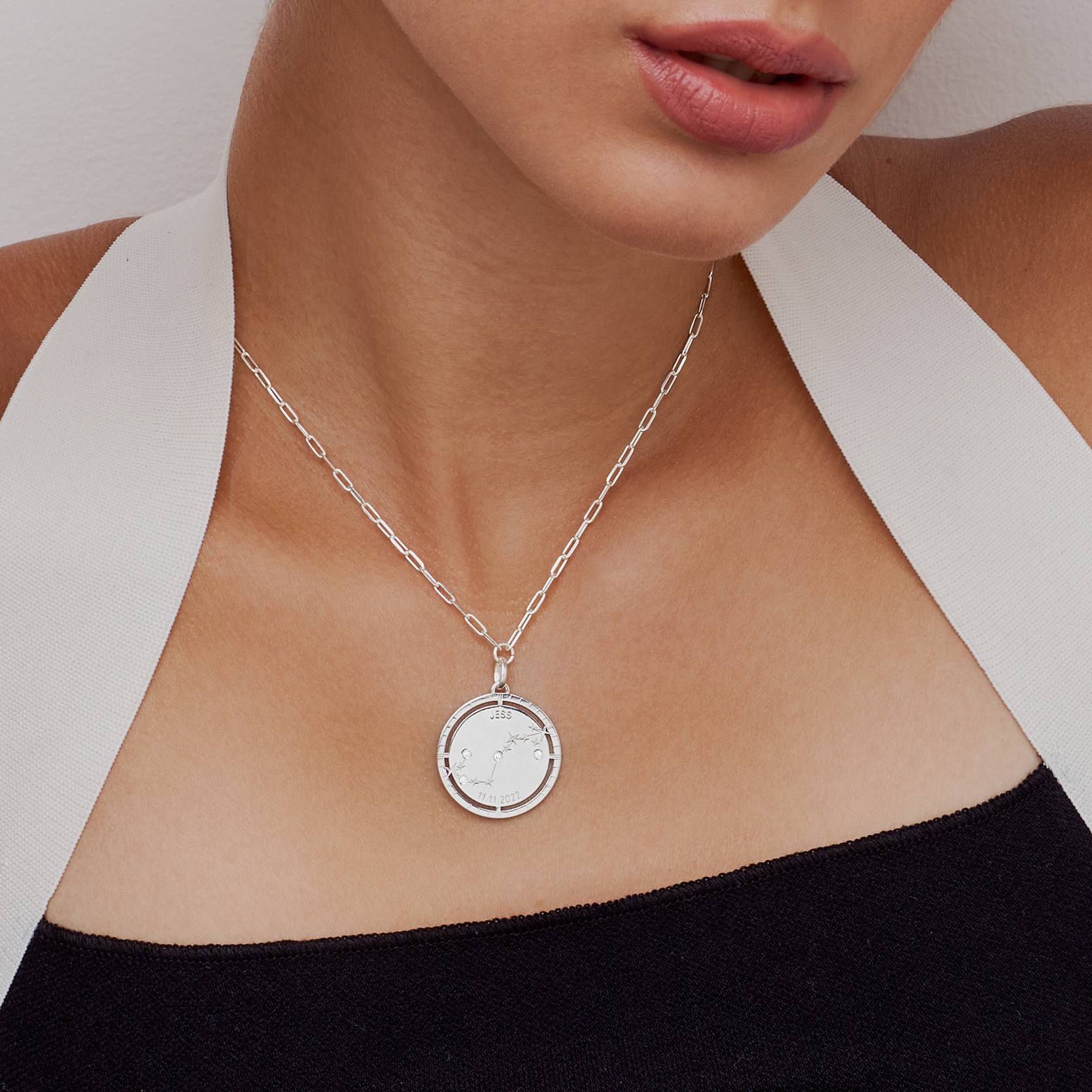 Engraved Constellation Necklace - Silver - Oak & Luna