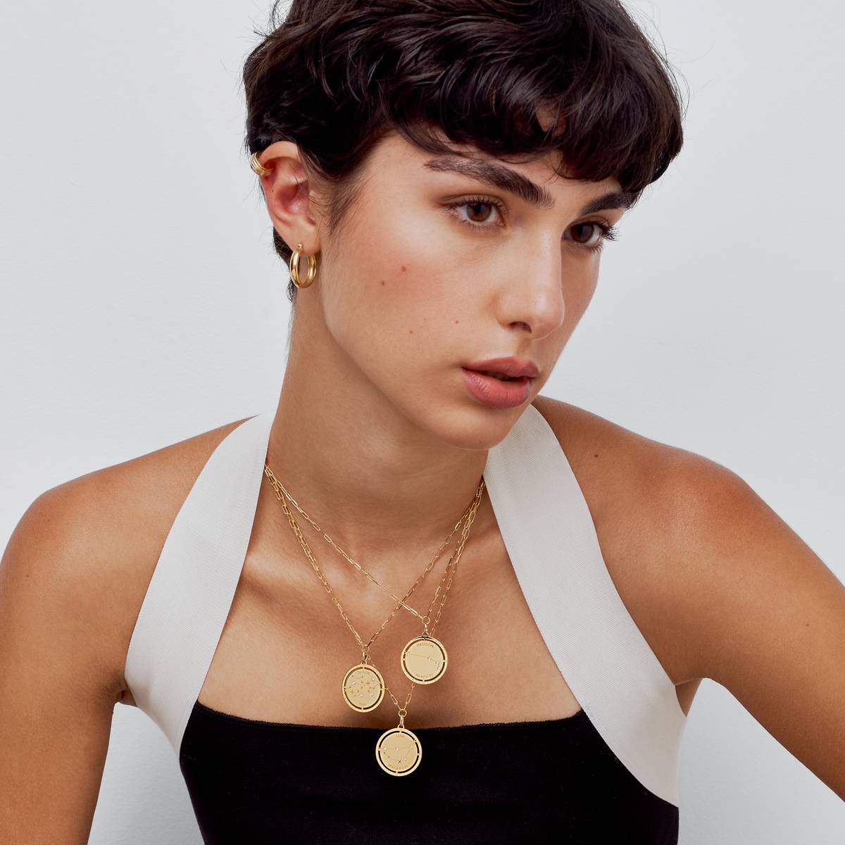 Engraved Constellation Necklace with Diamonds - Gold Vermeil - Oak & Luna