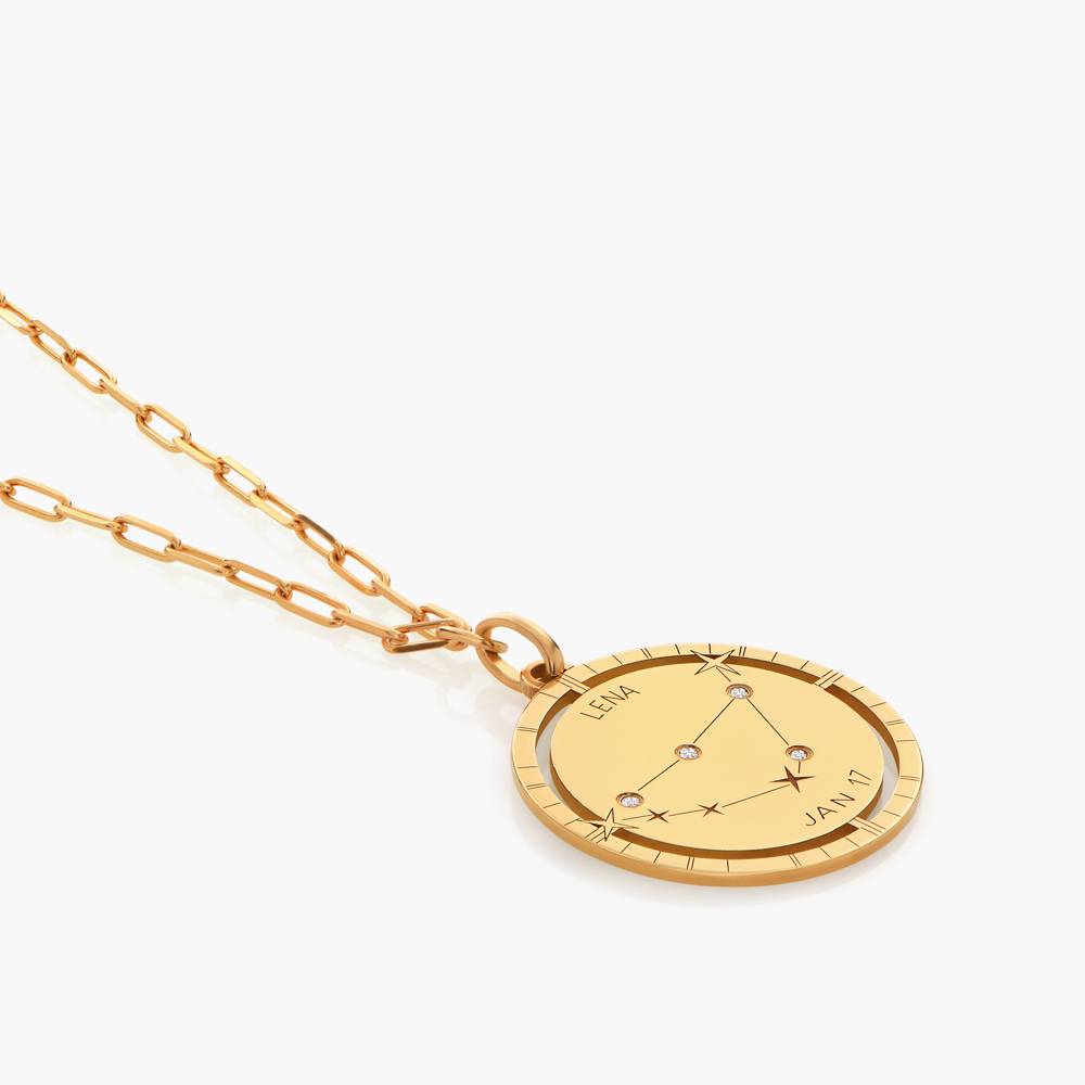 Engraved Constellation Necklace with Diamonds - Gold Vermeil - Oak & Luna