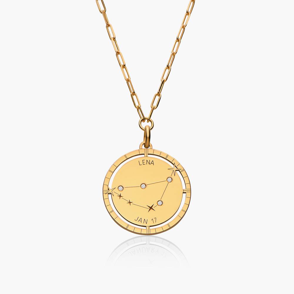 Engraved Constellation Necklace with Diamonds - Gold Vermeil - Oak & Luna
