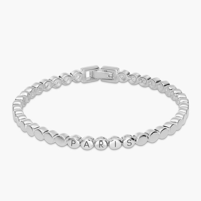 Engraved Dot Bracelet - Silver - Oak & Luna