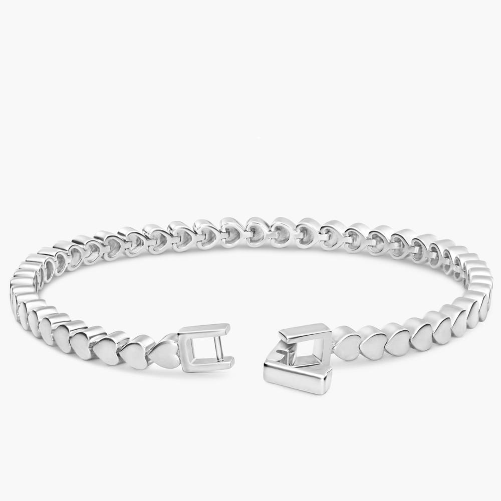 Engraved Dotted Heart Bracelet - Silver - Oak & Luna