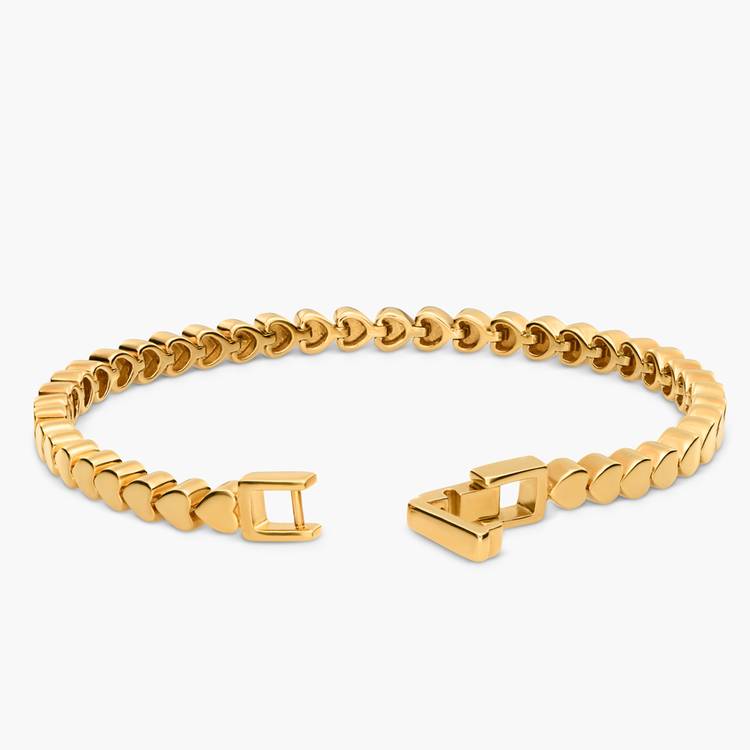 Engraved Dotted Heart Bracelet with Diamonds - Gold Vermeil - Oak & Luna