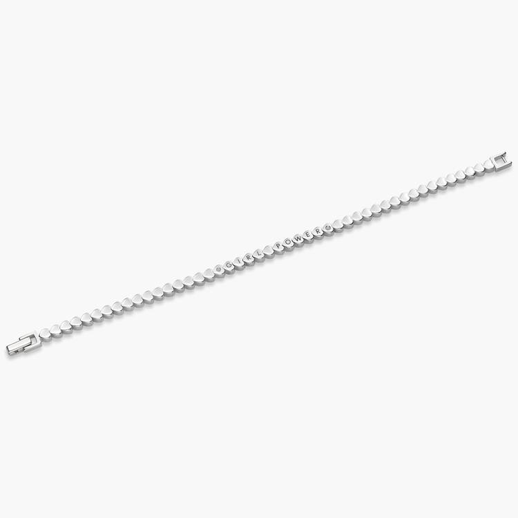 Engraved Dotted Heart Bracelet with Diamonds - Silver - Oak & Luna