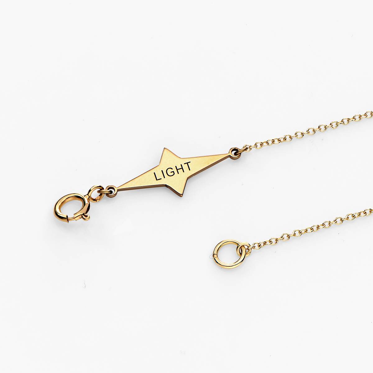 Engraved Northern Star Necklace with 0.3ct Diamond- 14k Solid Gold ...