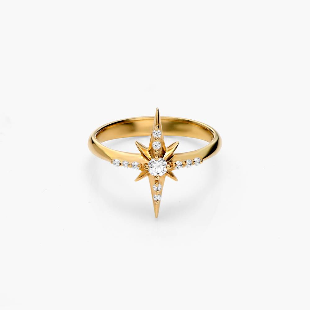 Engraved Northern Star Ring - Gold Vermeil - Oak & Luna