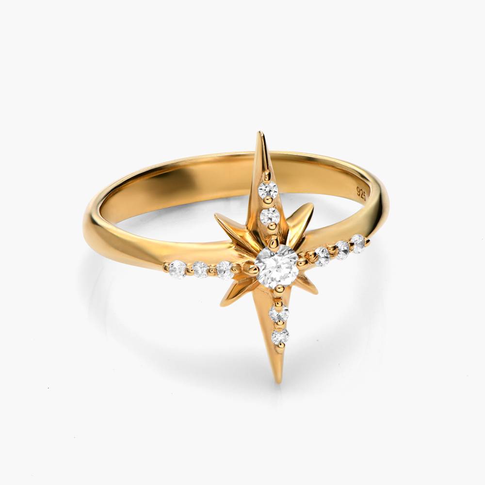 Engraved Northern Star Ring - Gold Vermeil - Oak & Luna