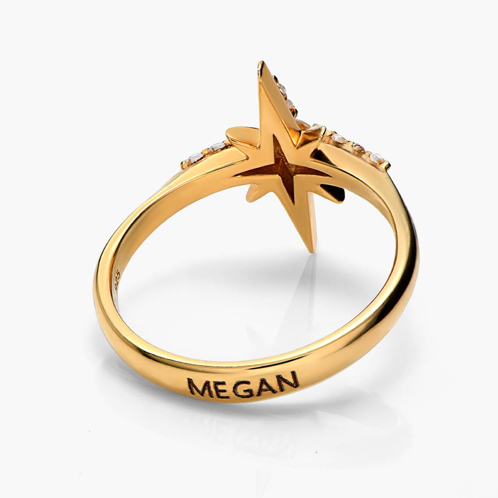 Engraved Northern Star Ring - Gold Vermeil - Oak & Luna