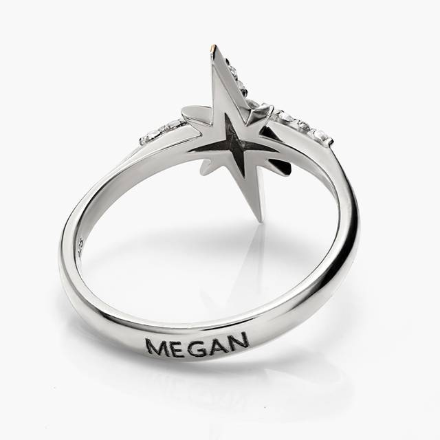 Engraved Northern Star Ring - Silver - Oak & Luna