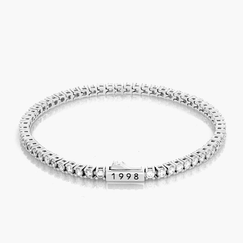 Engraved Moissanite Tennis Bracelet 14k White Gold Oak And Luna