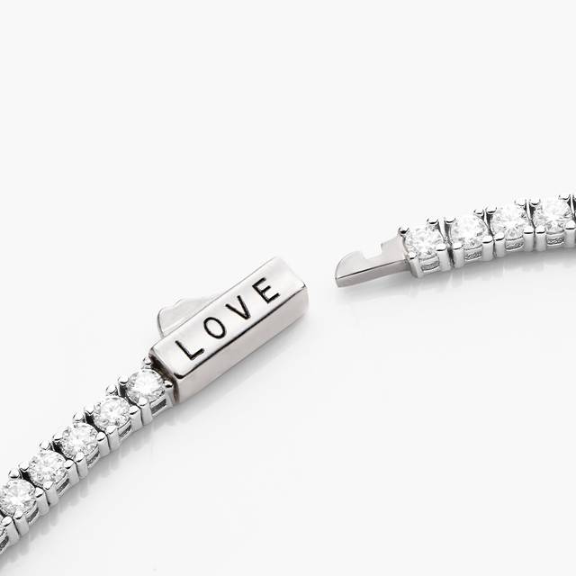 Engraved Moissanite Tennis Bracelet 14k White Gold Oak And Luna