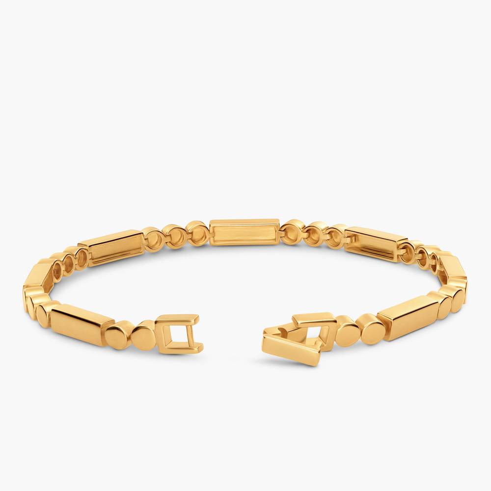 Engraved Mixed Dots Rectangle Bracelet- Gold Vermeil - Oak & Luna