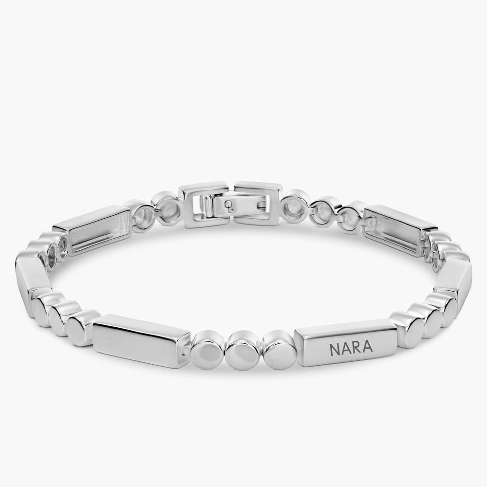 Engraved Mixed Dots Rectangle Bracelet - Silver - Oak & Luna