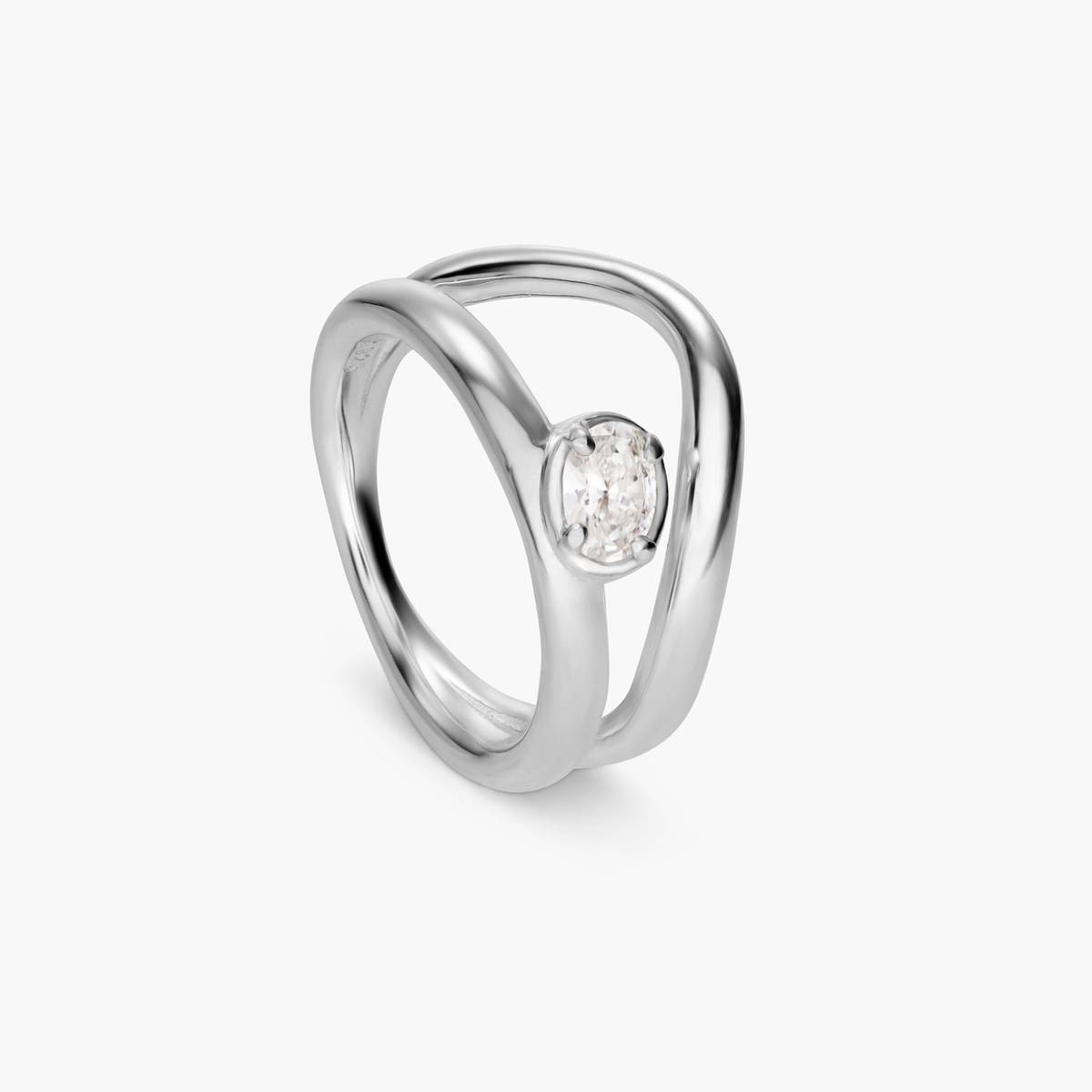 Fine Wavy Ring with 0.3ct Diamond - Silver - Oak & Luna