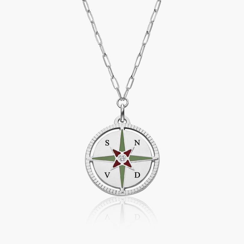 Follow the Dream Engraved Compass Necklace- Silver - Oak & Luna