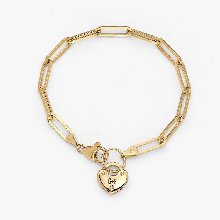 Heart Charm Lock Bracelet - 14k Solid Gold - Oak & Luna
