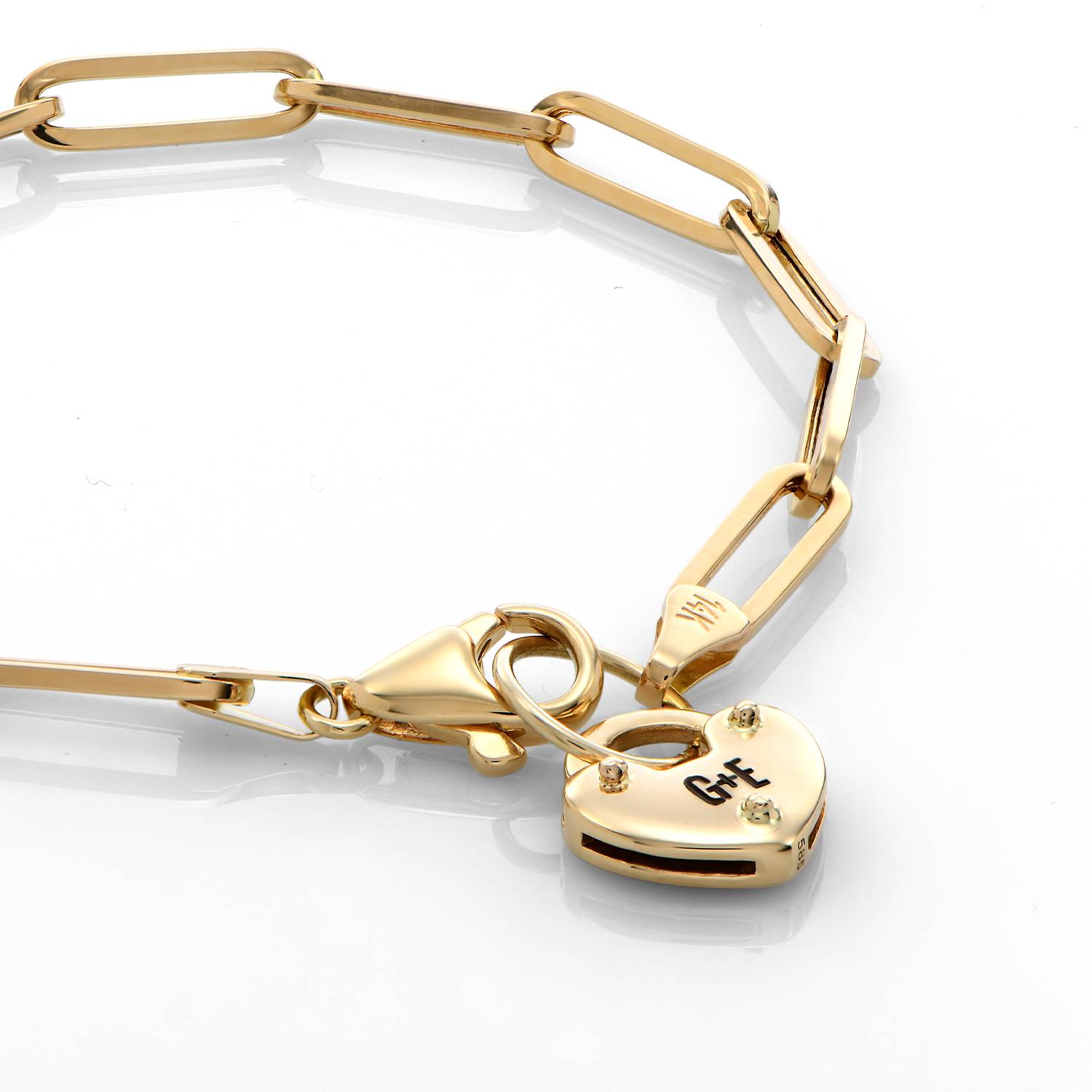 Heart Charm Lock Bracelet - 14k Solid Gold - Oak & Luna