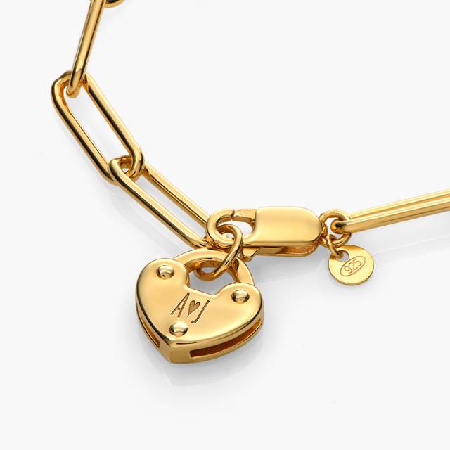 Heart Charm Lock Bracelet - Gold Vermeil - Oak & Luna