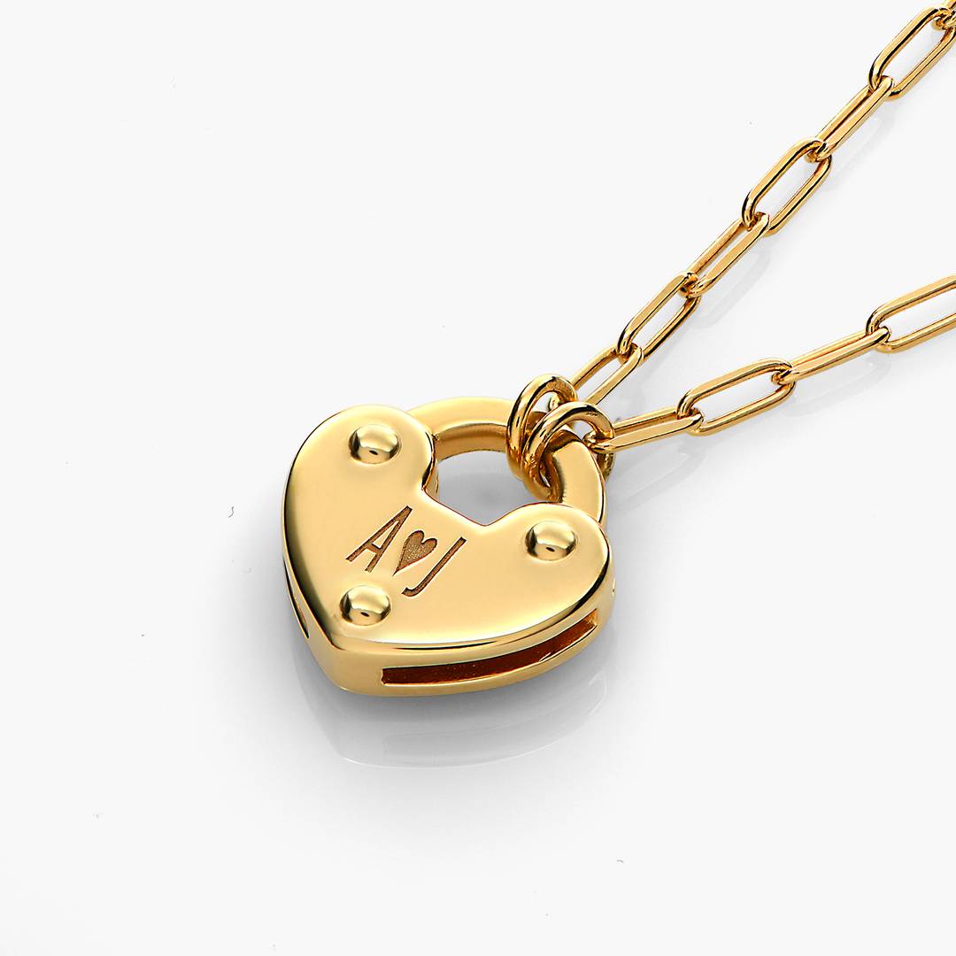 Heart Charm Lock Necklace - Gold Vermeil - Oak & Luna
