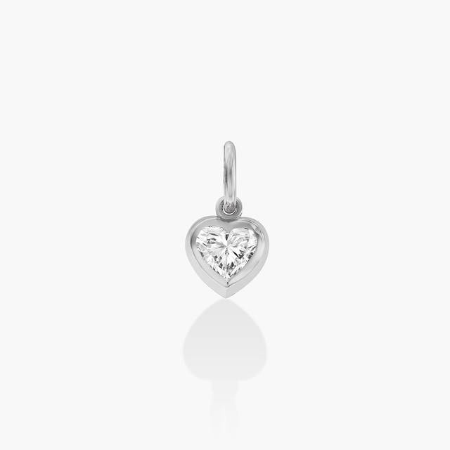 Heart Shape Diamond Charm - Silver - Oak & Luna