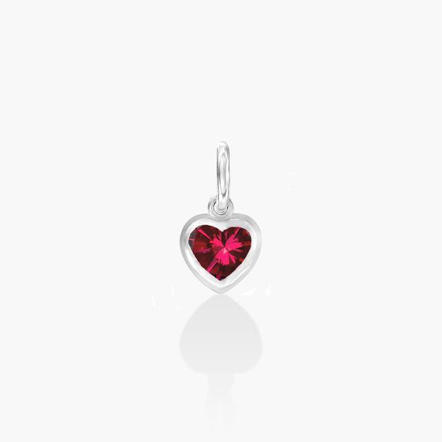 Heart Shape Gemstone Charm - Silver - Oak & Luna