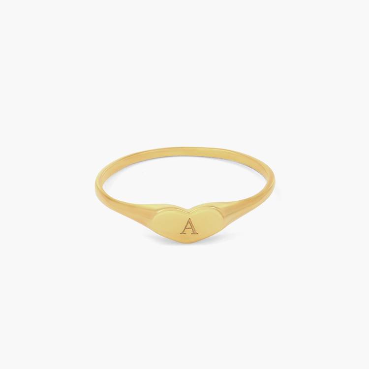 Heart Signet Ring with Initial - Gold Vermeil - Oak & Luna