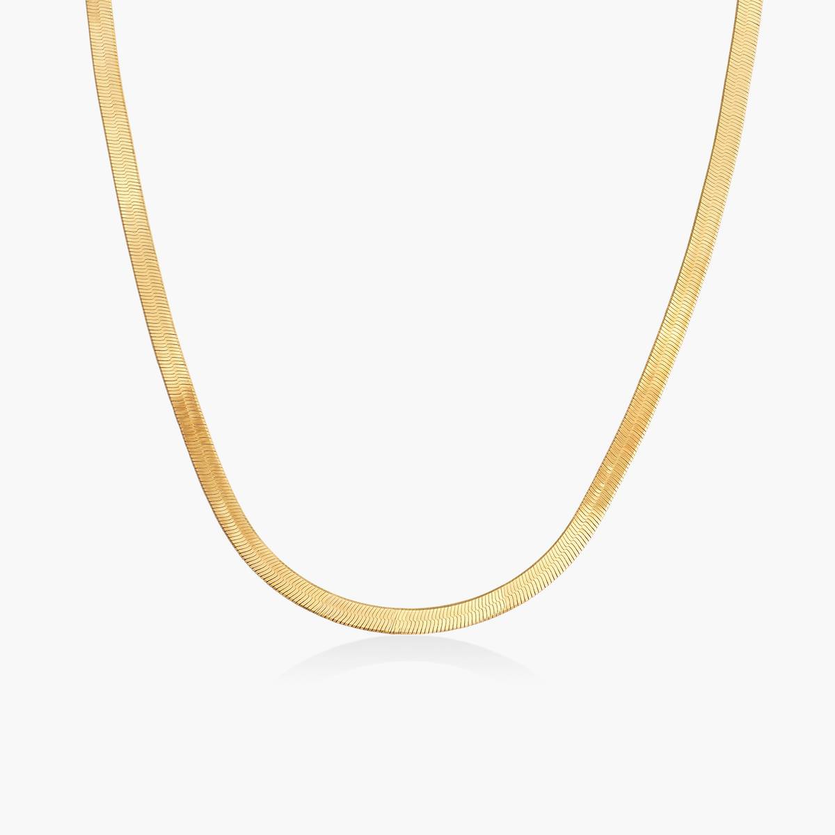 Herringbone Slim Chain Necklace - 14k Solid Gold - Oak & Luna