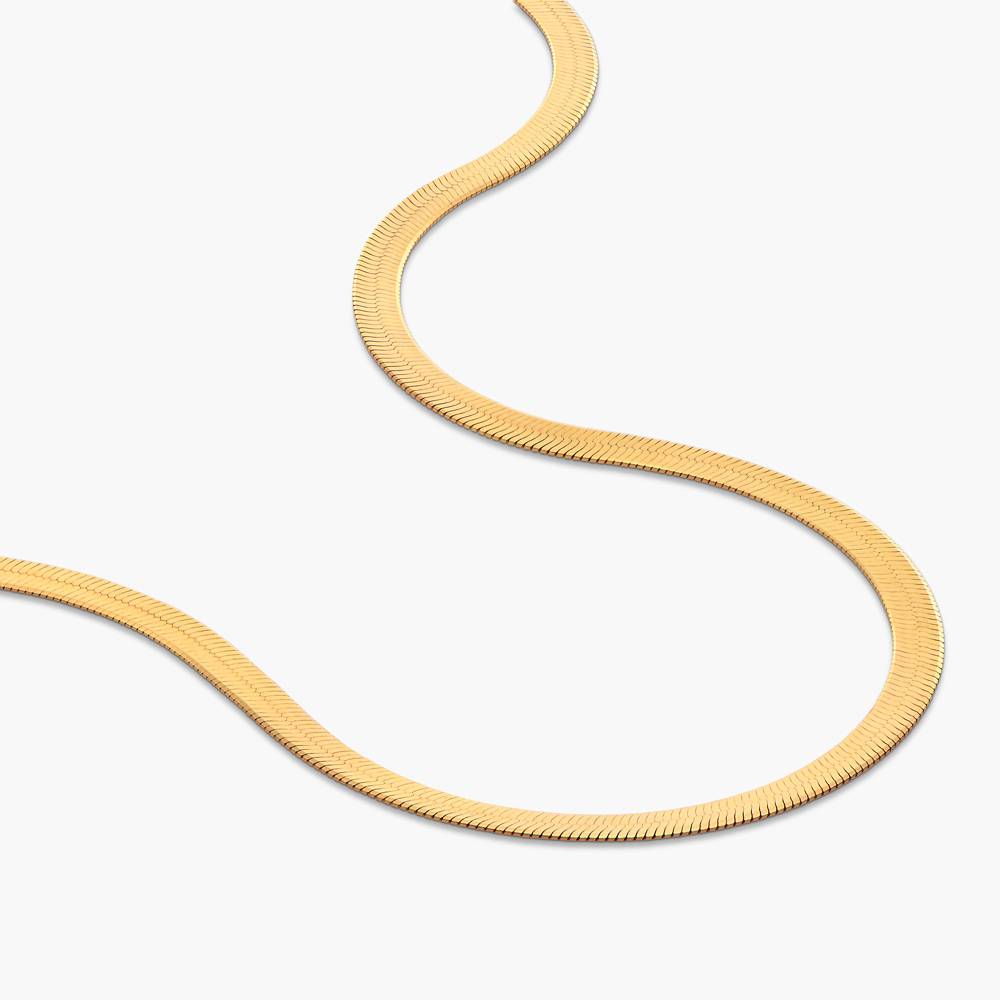 Herringbone Slim Chain Necklace - 14k Solid Gold - Oak & Luna