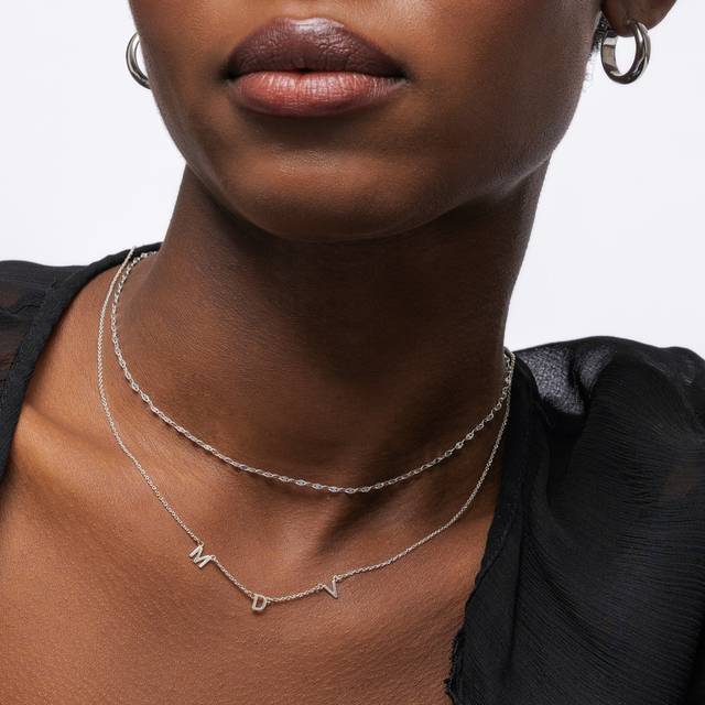 Inez Initial Necklace - Silver - Oak & Luna